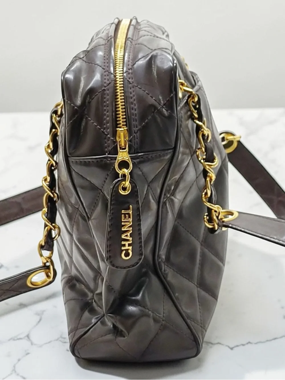 CHANEL | Bags | Chanel Vintage Brown Quilted Lambskin Camera Bag Series ...